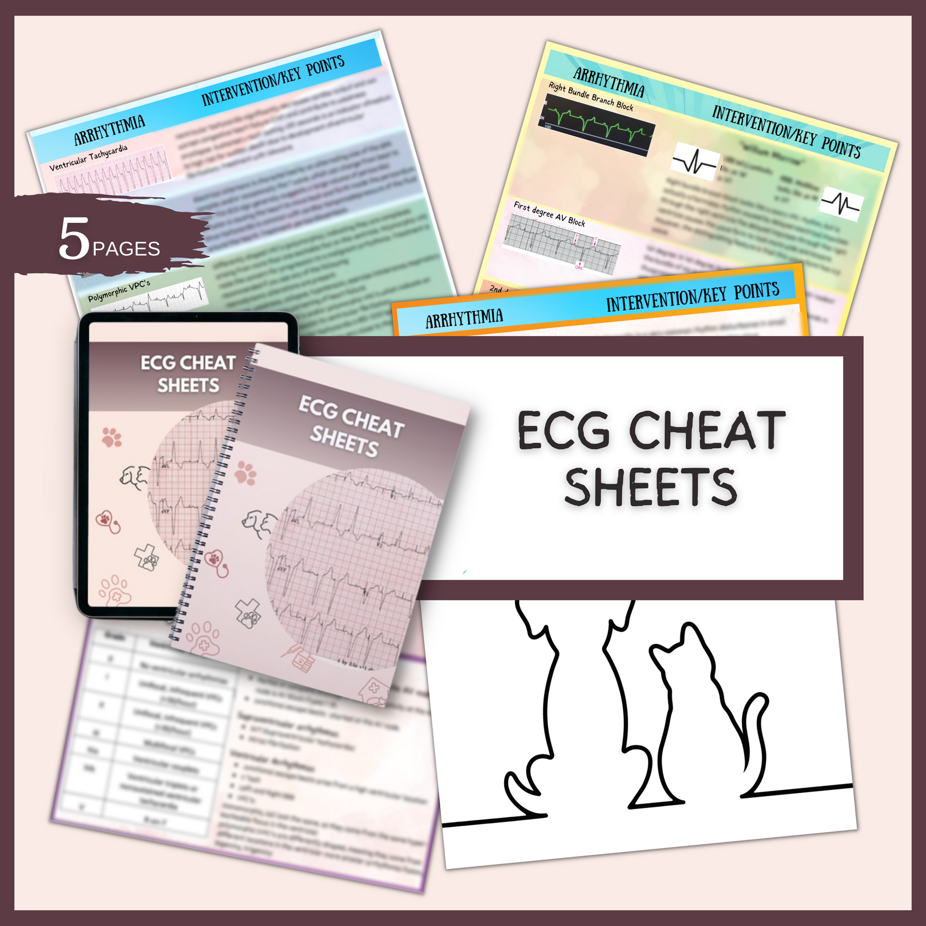 ECG CHEAT SHEETS | 5 PAGES | 4 TOPICS – Vet Focus